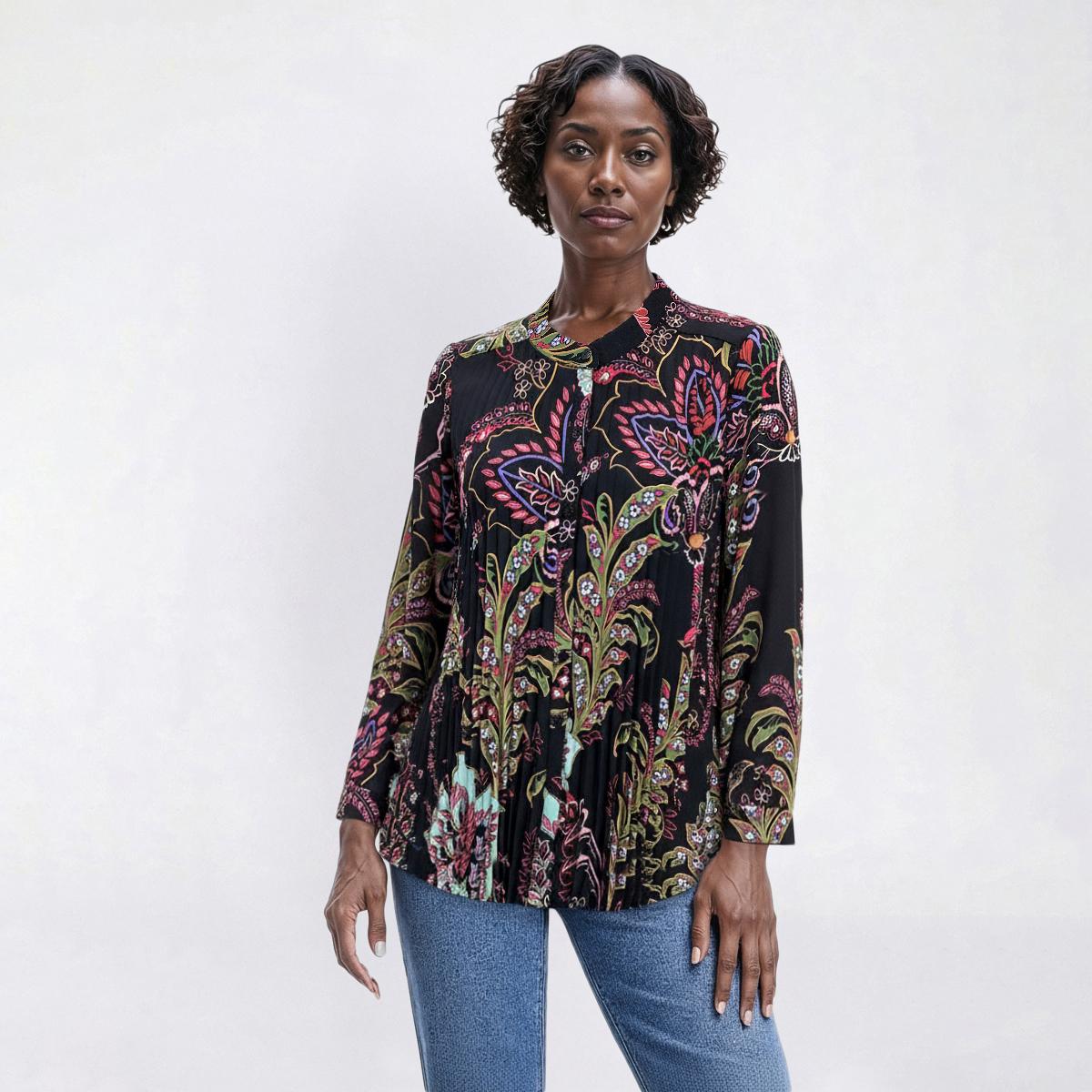 Click here for Womens Zac & Rachel Long Sleeve Paisley Floral Ple... prices